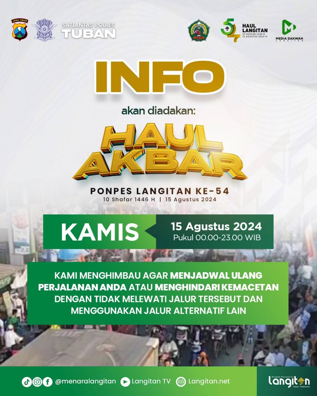Himbauan Penting Haul Akbar PP. Langitan ke-54: Pengalihan Arus Lalu ...